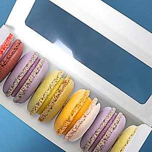 30 Pack Macaron Boxes Packaging for 5 to 7 Macarons with 60 Pcs Stickers for Home DIY Baking Gift(White)