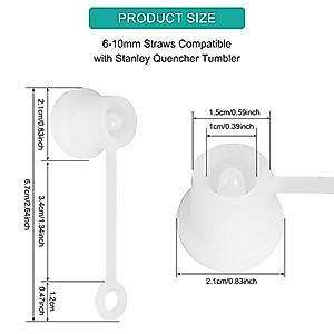 4 Pack Straw Cover Compatible with Stanley H2.0/1.0 Tumbler Cups All OZ, and Others 6-10 mm Straw, Reusable Drinking Straw Cap, Food-Grade Silicone Straw Accessories, Soft Straw Topper, Transparent