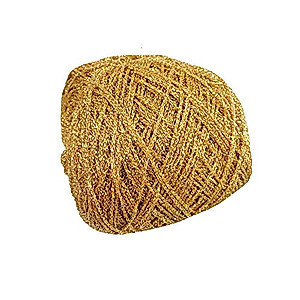 Clisil 860yd Gold Lurex Yarn 3.52oz Shining Yarn Glitter Sparkle Yarn Metal Yarn DIY Fancy Sparkle Yarn Crochet Knitting Sweater Scarf Yarn Accessory Yarn