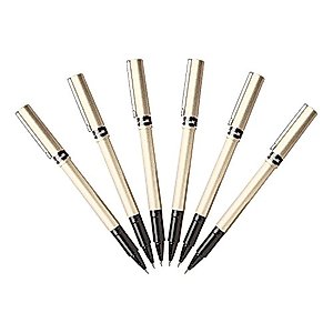 Uni-Ball Deluxe Rollerball Stick Pens, Fine Point 0.7mm, Black Ink, Champagne Gold Barrel, Pack of 6