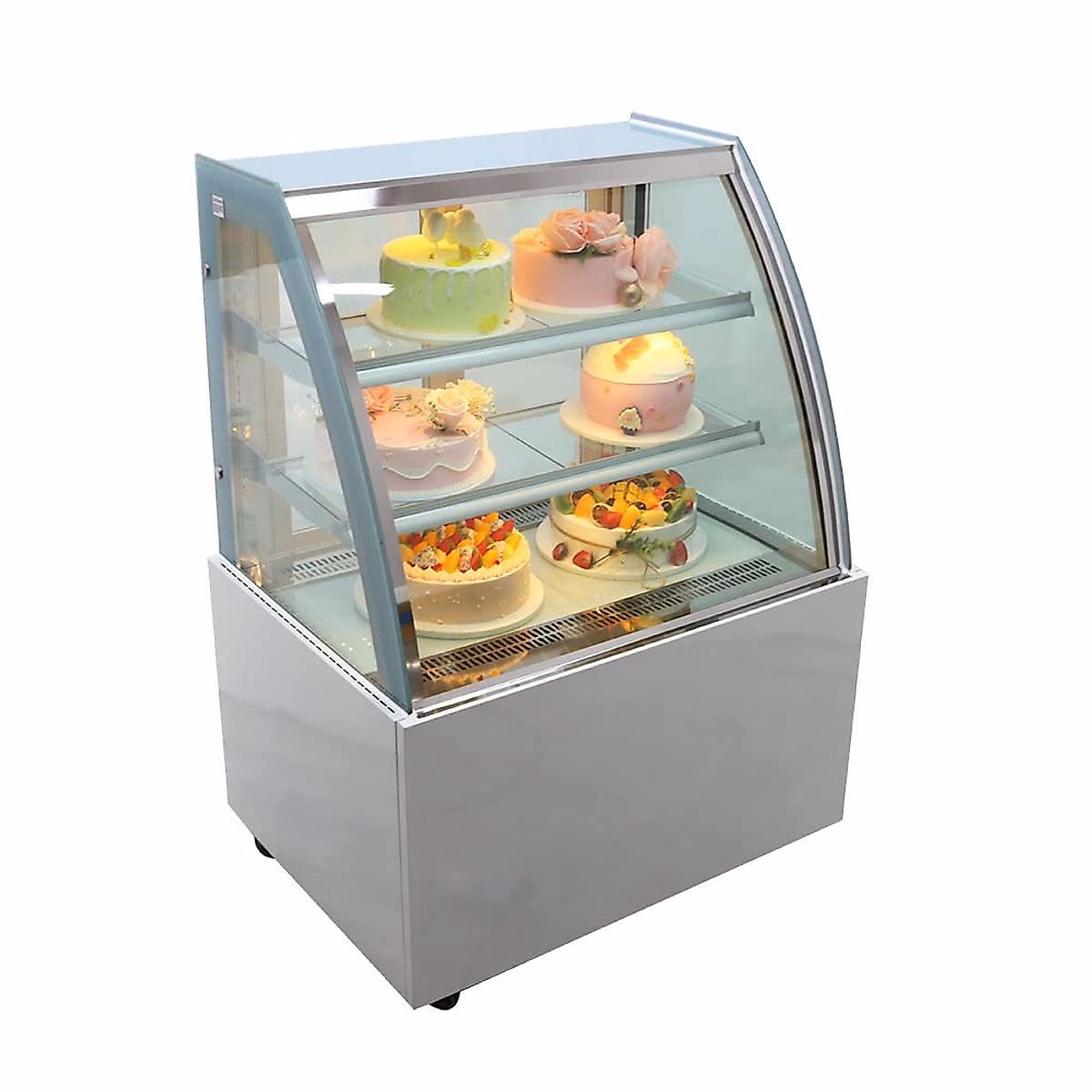 HayWHNKN 48inch Refrigerated Display Case Floor Type Commercial Cake Cooler Showcase Bakery Cabinet Display with Demist Equipment 220v