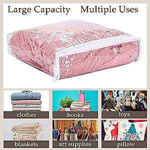 Kingdder 16 Pcs Clear Vinyl Zippered Sweater Storage Bags with Zipper Plastic Sheet Organizer and Storage for Clothing Blankets Sheet Linen Bed Pillow Cube Organizer(10 x 10 x 2.5 Inch)