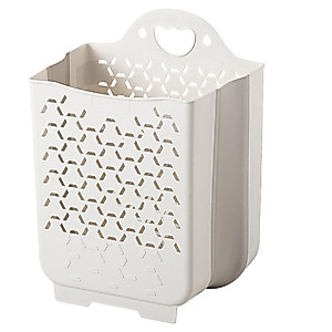 Collapsible Laundry Basket Clothes Storage Basket Dirty Cloth Basket Laundry Hamper Wall Mounted Laundry Basket Plastic Storage Bathroom Basket Organizer Tpe Child White Clothing