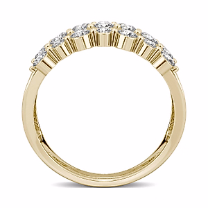 14K Yellow Gold Moissanite by Charles & Colvard 2.5mm Round Three Row Band-size 9 0.91cttw DEW