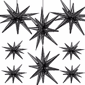Cadeya 8 Pcs Star Balloons, Huge Black Explosion Star Aluminum Foil Balloons for Birthday, Baby Shower, Wedding, Bachelorette Party, Black Party Decorations Supplies
