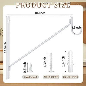 Closet Rod Bracket Bulk Heavy Duty Closet Brackets Closet Shelf Bracket with Rod Support Rod Brackets Holder Shelf Rod Hangers Hooks with Screw for Home Closet Decor, 10.6 x 12.6 Inch (White, 16 Pack)