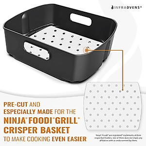 Air Fryer Parchment Paper For Ninja Foodi Grill 5-in-1 AG301, 4qt Ninja Foodi Accessories, Air Fryer Accessories, 100pcs Air Fryer Liners, Heat Resistant Mat for Ninja Fryer Cookware by INFRAOVENS