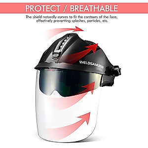 Weldsamurai Face Shield for Grinding, Multi-Purpose Safety Mask Shade 5 - Anti-UV/IR & Anti-Fog & Anti-Scratch Coated Clear Lens