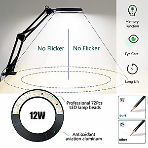 Magnifying Glass with Light and Stand, 10X Magnifying Lamp, 2-in-1 Desk Magnifier with Light, Craft Light Lamp with 3 Color Modes, LED Lighted Magnifier with Light for Close Work Reading Repair Crafts