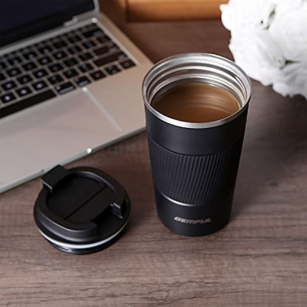 GEMFUL Travel Coffee Mug Double Walled Insulated Tumbler Cups for Cold and Hot Drinks 17oz