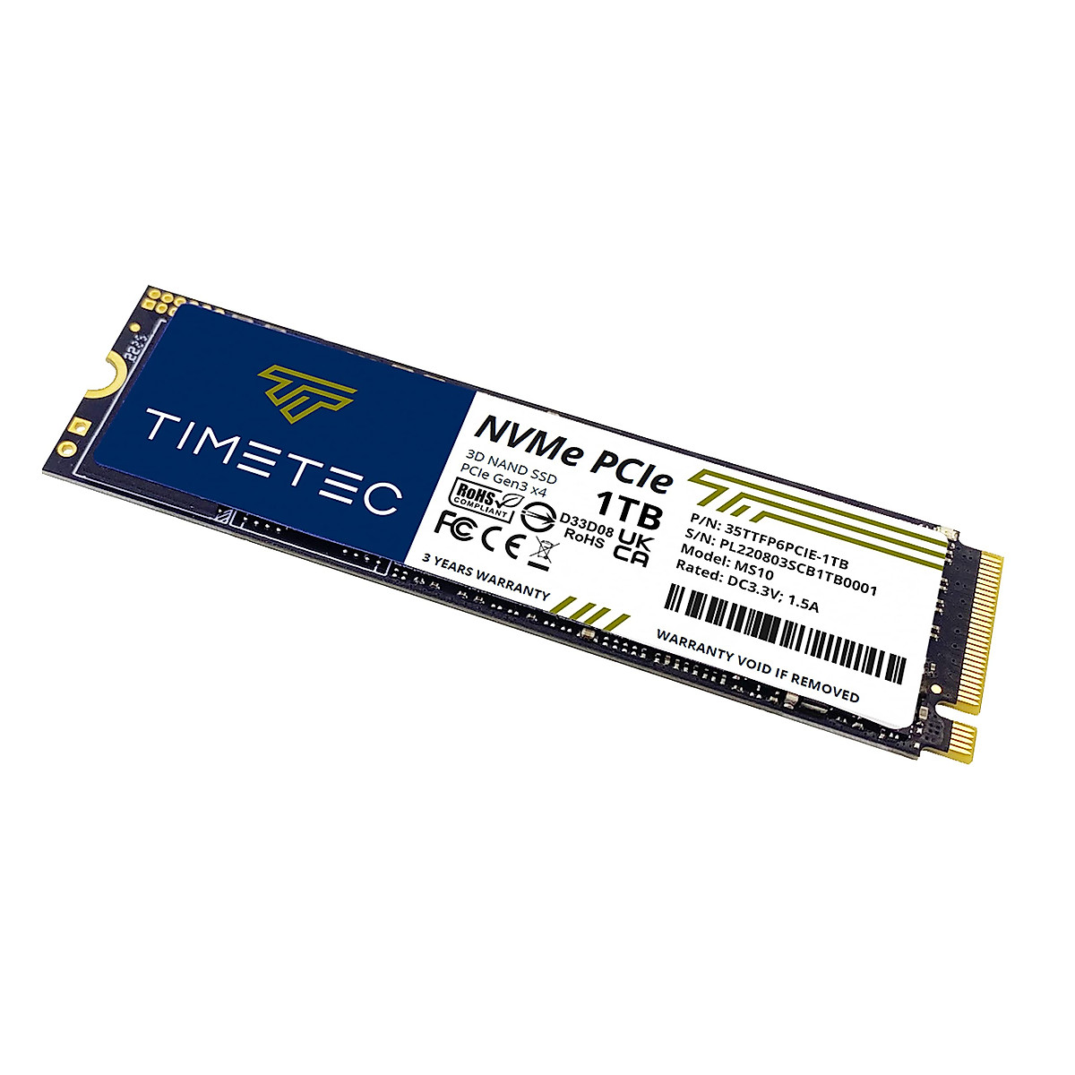 Timetec 1TB SSD NVMe PCIe Gen3x4 8Gb/s M.2 2280 3D NAND High Performance SLC Cache Read/Write Speed Up to 2,000/1,600 MB/s Internal Solid State Drive for PC Laptop and Desktop (1TB)