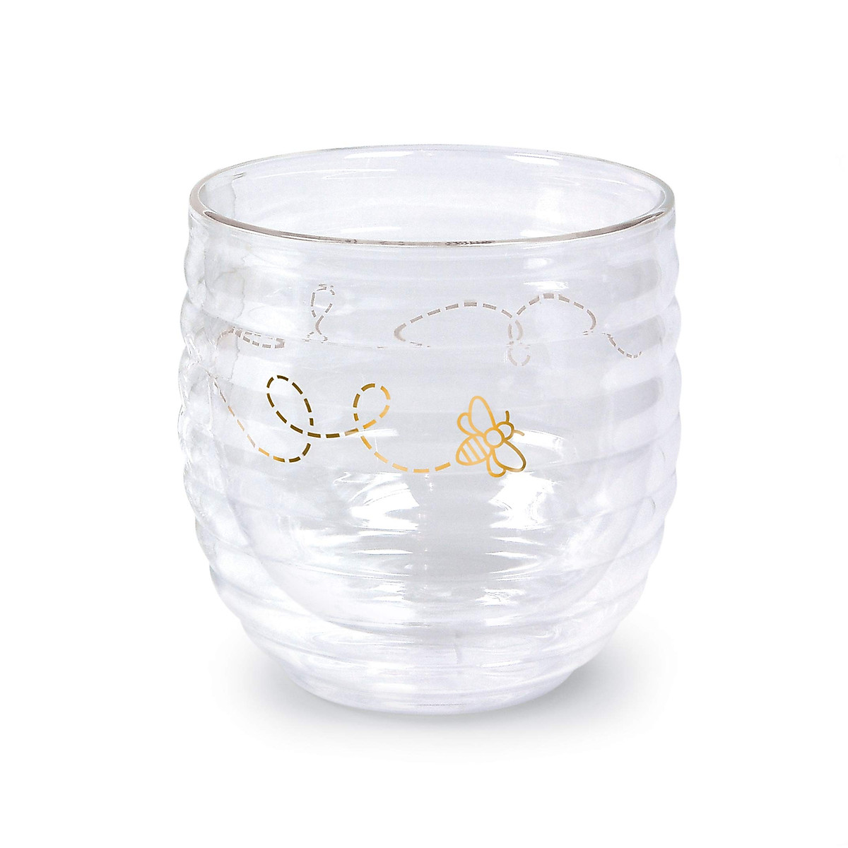 Fred & Friends Genuine Fred BUZZIN' - Rocks Glasses, clear and gold, 10 fluid ounces