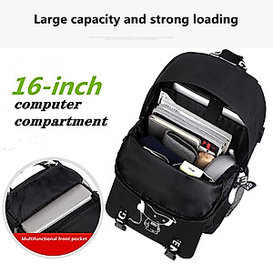 School Backpack ,Anime Luminous Noctilucent School Bags Daypack, Waterproof USB Chargeing Port Laptop Backpack Tech Bookbag Work Bag, bookbags for boys Backpacks for teens Backpack For Women (Black)