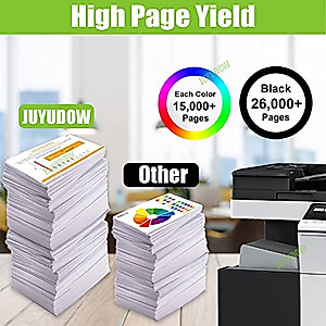 Juyudow Toner Cartridge Replacement for Xerox WorkCentre 7830 7835 7845 7855 7970 7525 7530 7535 7545 7556 Compatible 006R01513 006R01514 006R01515 006R01516 Toner (4 Pack, Black Cyan Magenta Yellow)