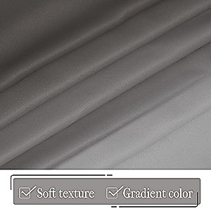 PONY DANCE Living Room Curtains - Blackout Curtains Grey Ombre with White Sheer Overlay Thermal Insulated Mix & Match for Home Decoration with Tie Ropes, W52 x L84 inch, 2 Panels