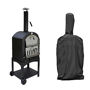 FLR 65 Inch Outdoor Pizza Oven Cover,BBQ Grill Cover, Outdoor Pizza Oven Rain Cover, Heavy Duty Dust-Proof Weather Resistant Polyester Fabric Protective Cover-Black (65x25.5x18in)