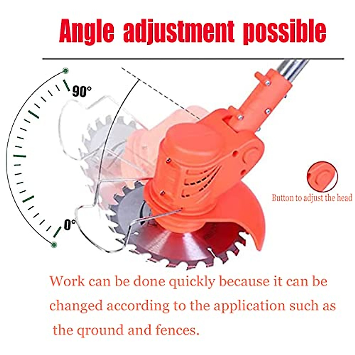 Weed Wacker Cordless Grass Trimmer Electric Weed 90~120cm Retractable, 3 Kinds of Adjustable Blades, 24v Electric Cordless Garden Trimmer with Battery and Charger for Garden (RED)