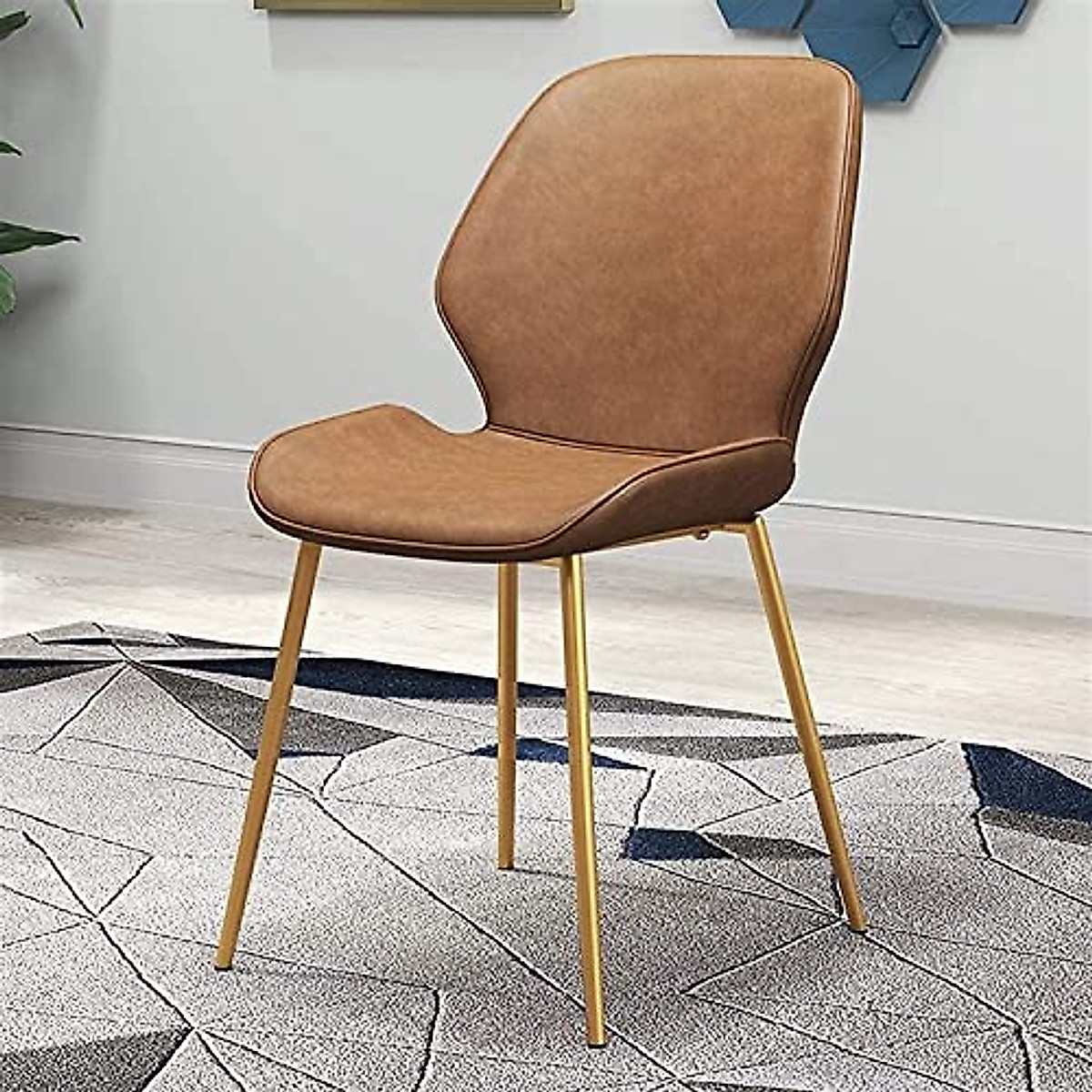 Chairs Modern Dining Chairs Set of 6 PU Leather High Back Padded Soft Seat Sturdy Metal Legs for Living Room Dining Chairs (Color:Brown)