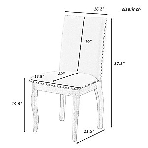 Merax Set of 4 Upholstered Fabric Dining Chairs with Nailhead Trim and Solid Wood Legs, Wood Upholstered Dining Room Chairs for Dining Room, Living Room, Bedroom (Natural Wood Wash)