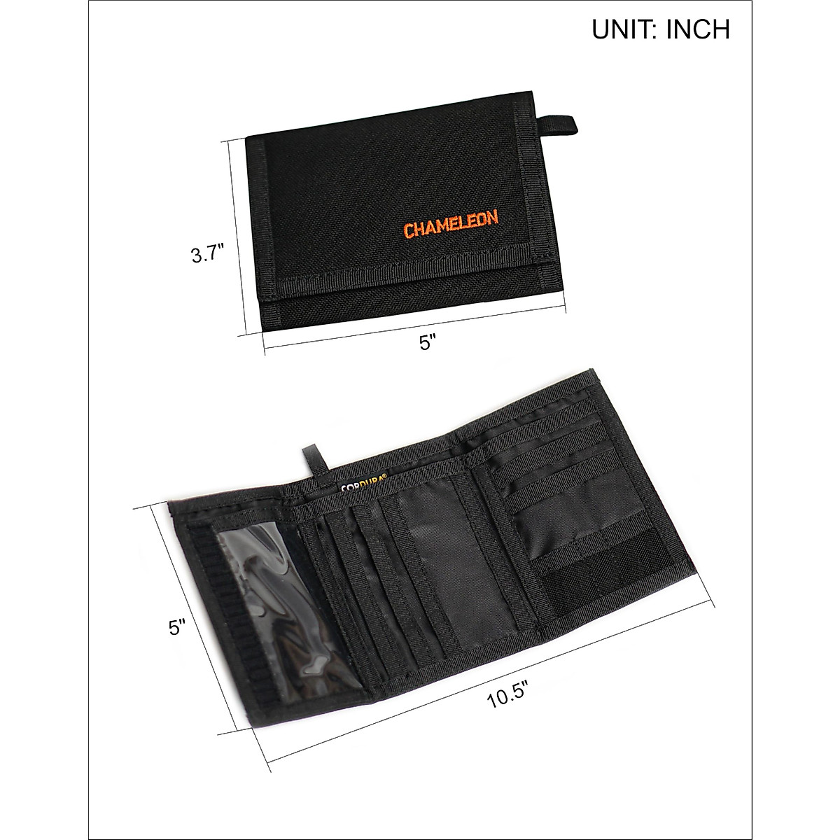 Chameleon Trifold Mens Wallet-Military Tactical Men Wallets- ID Card Holder - Canvas Thin Front Pocket Travel Wallet-Coin Zipper Pocket