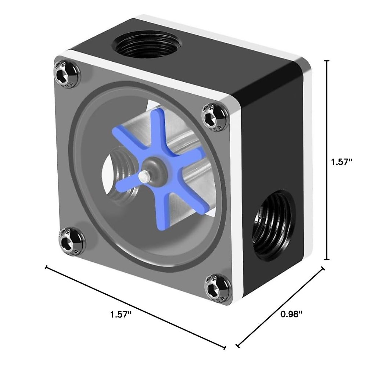 Fosa Meter Indicator, G1/4 Threaded 6 Impeller 3 Ways for PC Computer Water Cooling System