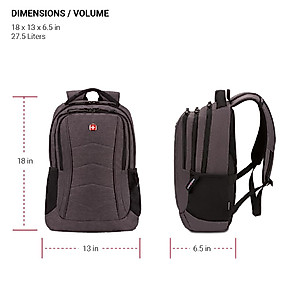 SwissGear 5668 Laptop Backpack, Dark Grey Heather, 18.25 Inches