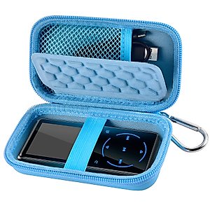 MP3 & MP4 Player Case for SOULCKER/G.G.Martinsen/Grtdhx/iPod Nano/Sandisk Music Player/Sony NW-A45 and Other Music Players with Bluetooth. Fit for Earbuds, USB Cable, Memory Card - Blue