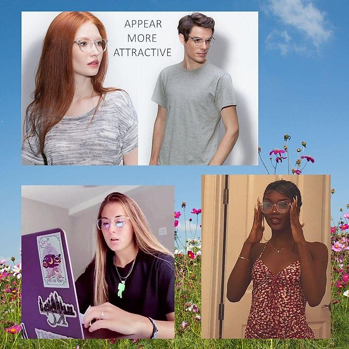 Reading Glasses Anti Blue Light Blocking Reader Oversized Frame for Women Men for Mid Big Face Anti Eyestains Crystal +1.25