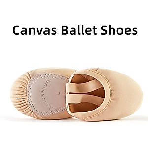 SANGEESON Half Sole Dance Shoes - Stretchy Canvas Pirouette Shoes for Ballet, Lyrical, Modern, Jazz Dance, and Contemporary, Nude, M