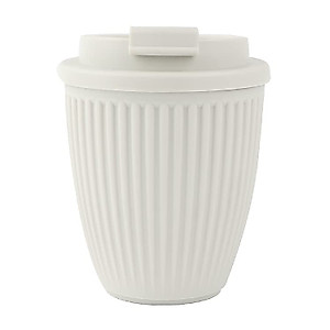 To Go Cup, Double Walled Travel Mug, To Go cup With Lid, Espresso Cup, Portable Cup, Ribbed Cup, Vacation Mug, Anti-Overflow Lid, Aesthetic, Neutral Color, Beige Cup, BPA Free, 8 oz Cups