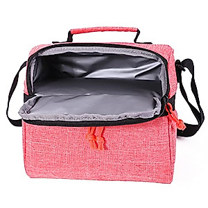 MORIOX Lunch Bag Women Double Deckers Lunch Box for Girls Thermal Insulated Leakproof Cooler with Shoulder Strap for Adults & Kids for Work School Picnic (Orange)