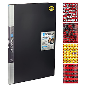 Itoya Polyproplene Art Storage/Display Books 18" x 24" | 24 Pages/48 Views | Scrapbooking Stickers 4 Pages of Emojis, Quotes, Letters & Numbers