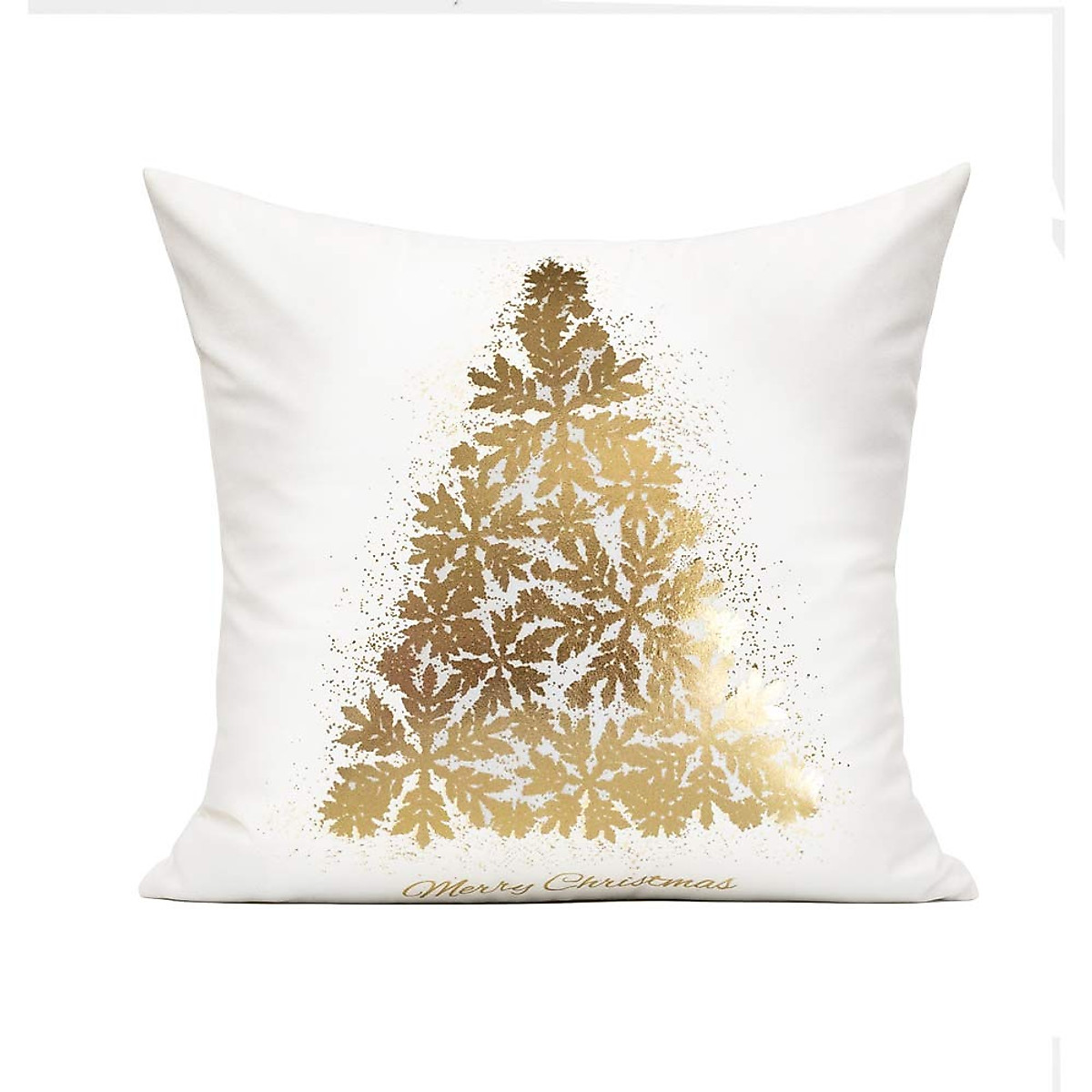 All Smiles White Gold Christmas Decorations Throw Pillow Covers 18X18 Set of 4 Winter Xmas Navidad Home Holiday Décor Velvet Cushion Cases for Sofa Tree Snowflake Reindeer