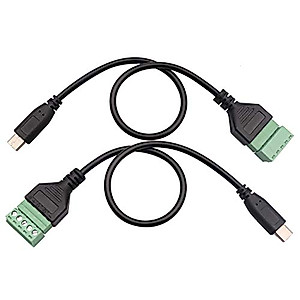 zdyCGTime Type C USB Screw Terminal Block Connector Cable 2.0 Type C USB Male Plug to 5 Pin Way Female Bolt Screw with Shield terminals Pluggable Type Adapter Connector Converter Cable（30CM2Pack Male