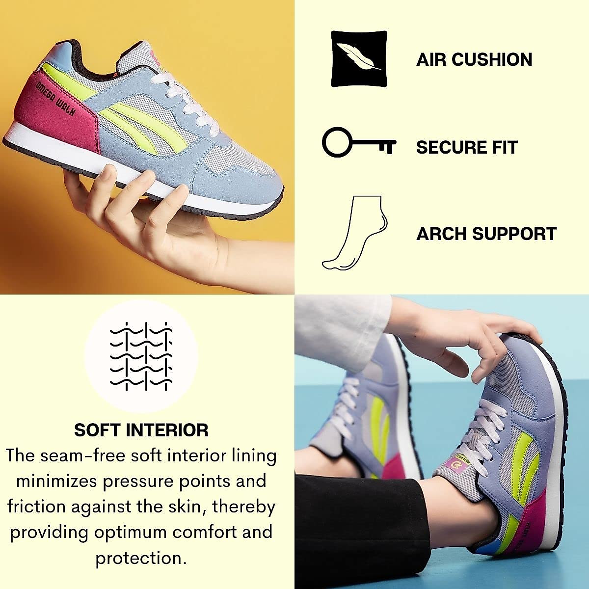 Omega Walk Era Womens Sneakers Womens Lace up Casual Tennis Shoes | Lightweight | Breathable | Classic Style | Womens Walking Shoes Perfect for Daily Outdoor Fitness & Everyday Activity Blue