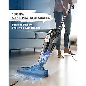 Hihhy Stick-Vacuum Cleaner-Corded Small-Handheld Vacuum - Lightweight Electric Brooms, 20Kpa Powerful Suction 4-in-1 Portable 600W Bagless Mini Hand Vac for Home Pet Hair Hard Wood Floor