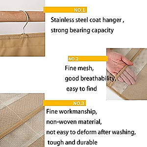 LSHDXD Closet Hanging Bra Organizer with Rotating Metal Hanger，Dual Sided Mesh Pockets Storage Bag，Hanging Wall Shelf Wardrobe Organizer for Bra Underwear Underpants Socks (6+18 Pockets)