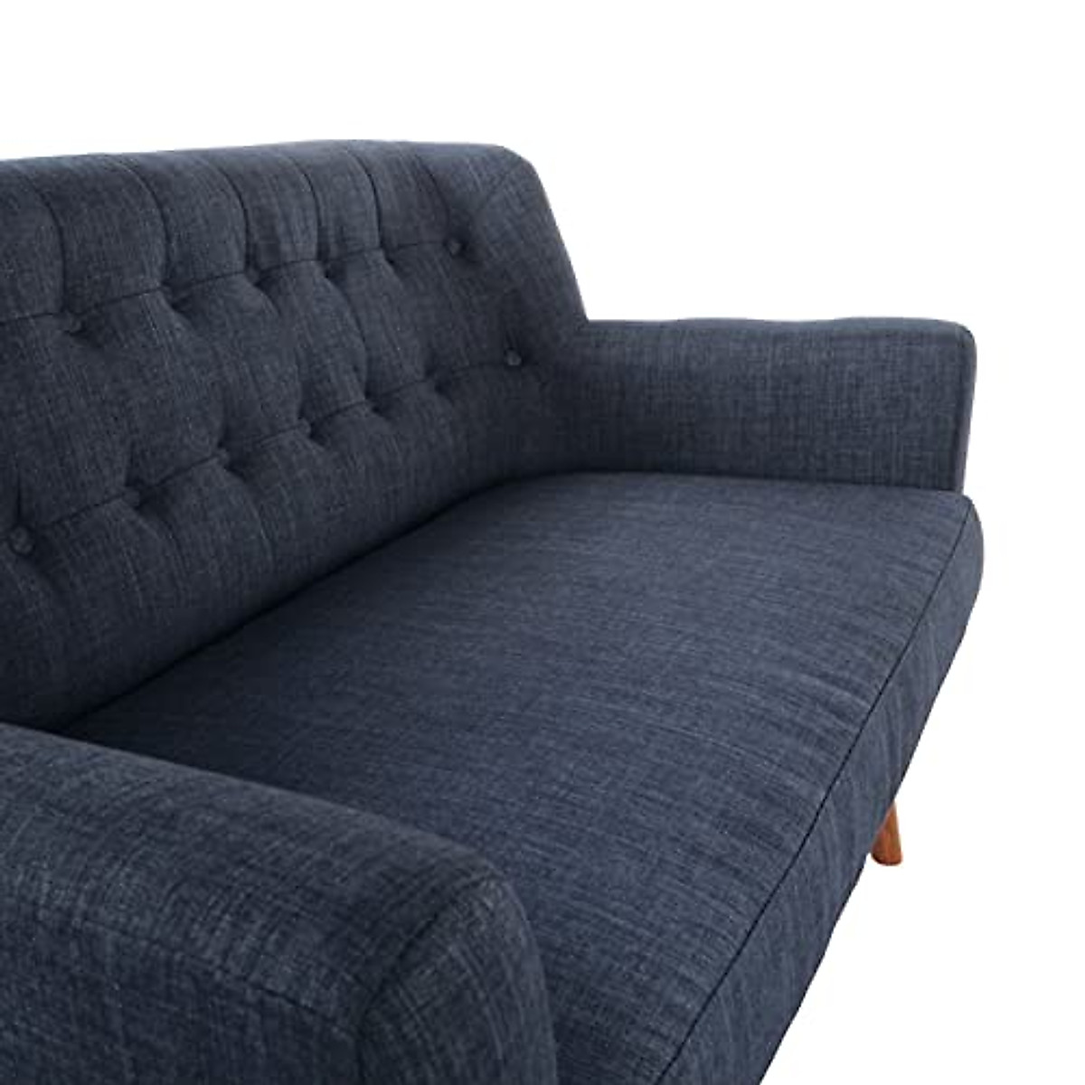 AVENUE•SIX OSP Home Furnishings Mill Lane Mid-Century Modern Loveseat with Button Tufted Design and Spring Cushion Support, Navy Blue Fabric