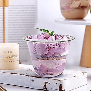 Rainmae 50-Pack Disposable Clear Plastic Cups with Dome Lids, 180ml/6oz Crystal PET Dessert Cups for To Go Iced Coffee Cold Drinks, Smoothie, Bubble Boba Tea, Juice, Parfait, Frappuccino, Milkshake