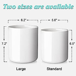ALELION Cream White Kitchen Utensil Holder, 7.2" Extra Large Utensil Holder for Kitchen Counter, Thickenss Cooking Ceramic Utensil Crock for Utensils, Housewarming Wedding Gifts for Kitchen Decor