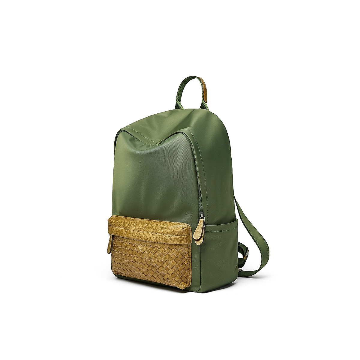 Daiblueland Casual Daypack Backpack For Women Unisex Large Lightweight Travel Rucksack With Leather Pockets(Army Green) (BACK-001)