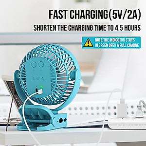 Camping Fan with LED Light - 12000mAh 65Hrs Battery Powered, Portable Rechargeable, Use As Power Bank, Clip On, Tent Fan for Camping, Camp Fan for Tent, Ceiling Fan for Tent RV Bed, Blue