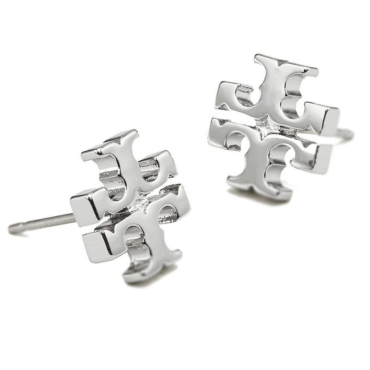 Tory Burch Women's Small Logo Stud Earrings (Tory Silver)