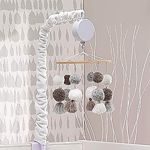 Lambs & Ivy Signature Pom Pom Musical Baby Crib Mobile - White/Gray