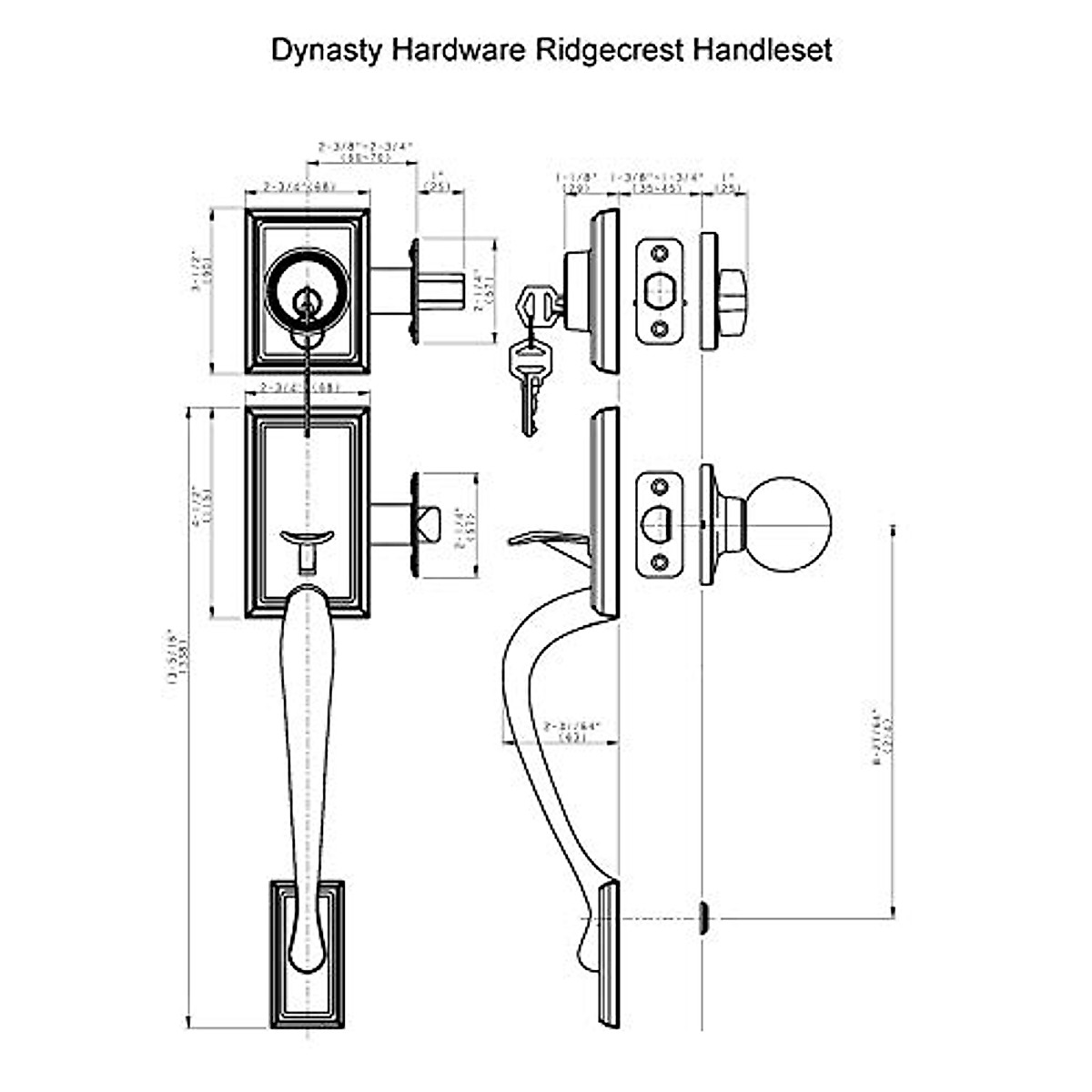 Dynasty Hardware RID-MON-100-US15-LH Ridgecrest Front Door Handleset, Satin Nickel, with Monterey Lever, Left Hand