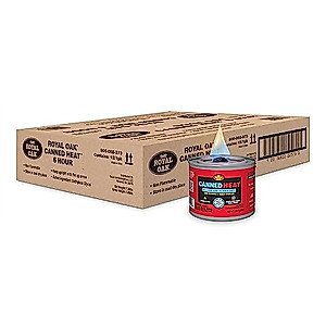 Royal Oak Canned Heat 12 Pack 6 Hour Fuel, Easy Open, Resealable, Non-Drip, for Food, Chafing Dishes, Buffet Burners, Parties, Weddings, BBQs, Small, Red