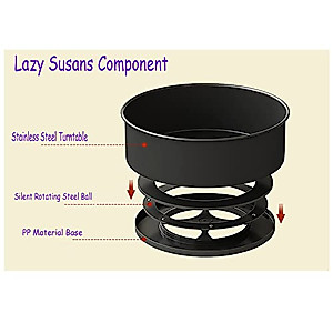 2 Pack Lazy Susan Organizers, Stainless Metal Sturdy Spice Rack with Turntable, Rotate Lazy Susan Seasoning Rack for Kitchen Pantry Cabinet Fridge Table Bathroom （10&8 Inch） Black