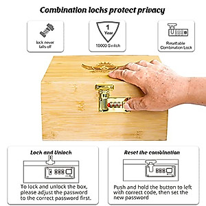 Large Stash Box with Rolling Tray and 5 Accessories,Divider management space,Luxury Gift Set ,Wooden Storage Set with Lock for Storage Items