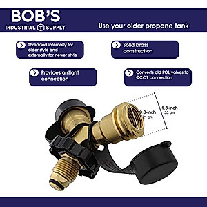 BISupply Propane Tank Adapter Converter - 2 Way Propane Y Splitter POL Propane Tank Fittings for POL and QCC1 Connection