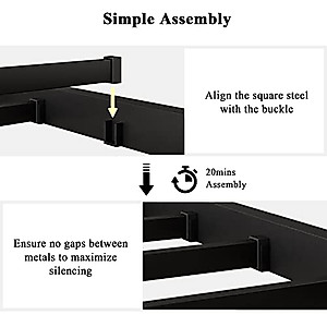 iPormis Twin Size Metal Bed Frame with Faux Leather Headboard, Curved Platform Bed Frame, Thicker Metal Steel Slats Support, 12'' Under-Bed Space, Noise-Free, Easy Assembly, Dark Gery